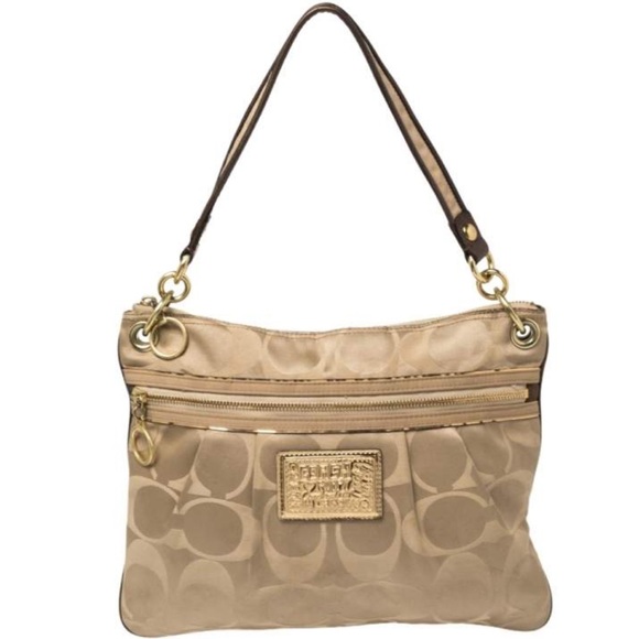 Coach | Bags | Coachrare Poppy Gold Signaturec Monogram Logo Shoulder ...